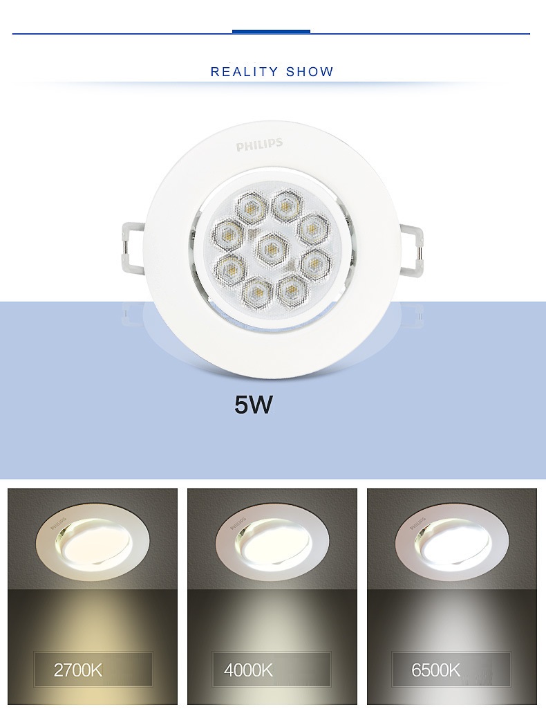 Đèn Downlight Led Philips âm trần chiếu điểm 41091 5W/2700K